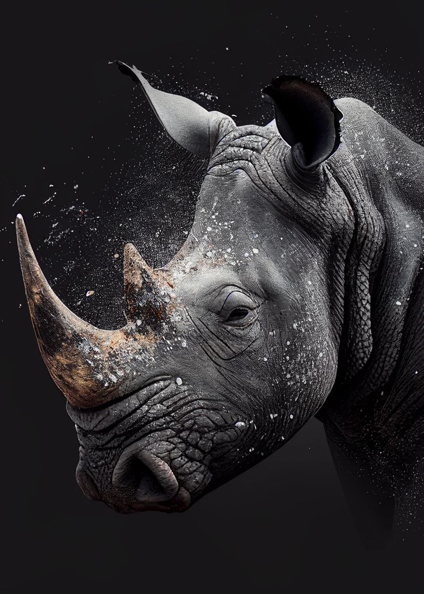 'The Rhino' Poster, picture, metal print, paint by CBrook | Displate