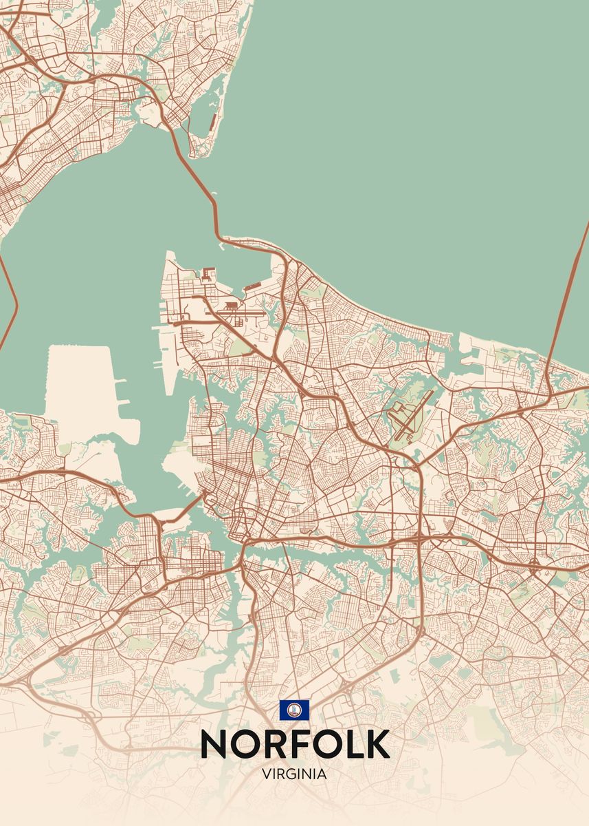 'Norfolk VA' Poster, picture, metal print, paint by IMR Designs | Displate
