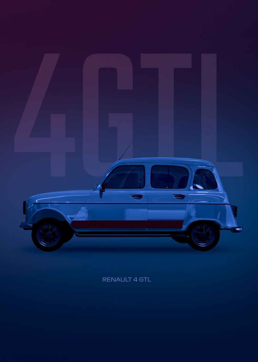 'Renault 4 GTL' Poster, picture, metal print, paint by Basues | Displate