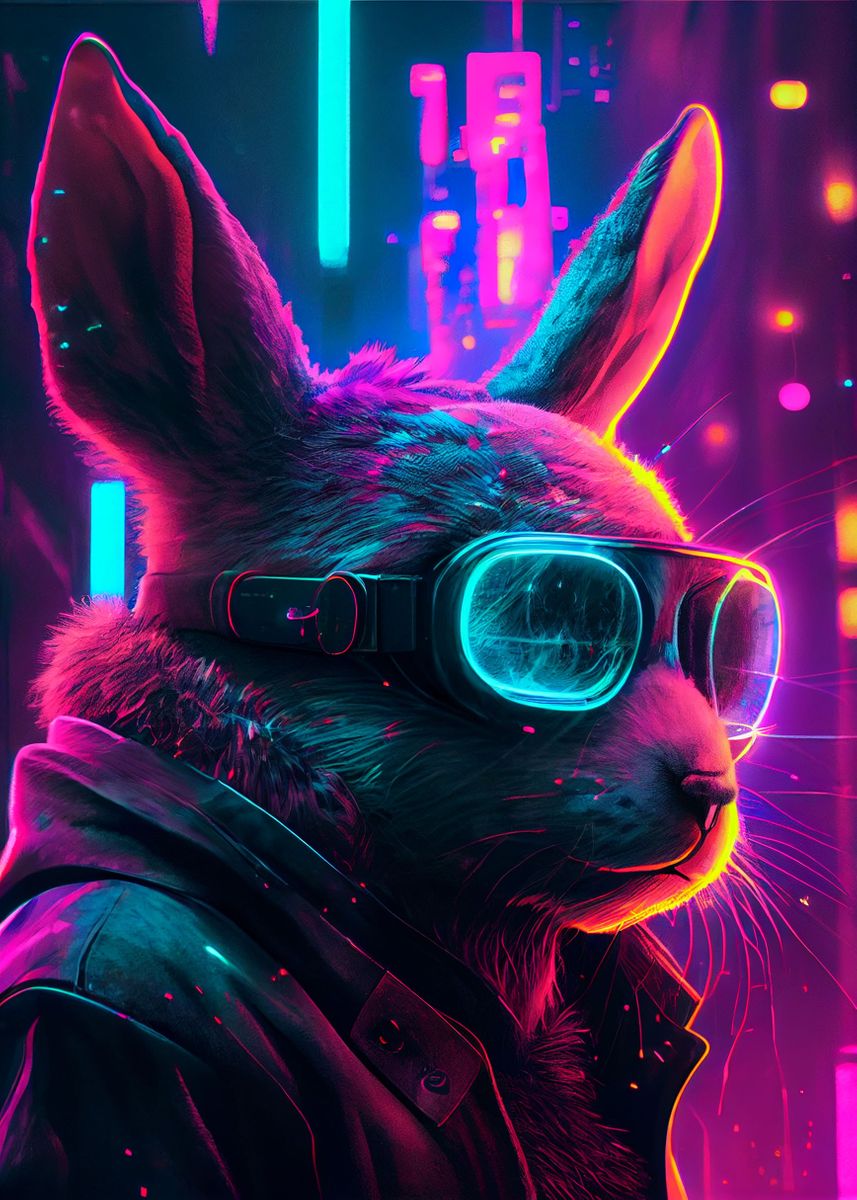 'Cyberpunk Rabbit' Poster, picture, metal print, paint by Holzkovic ...