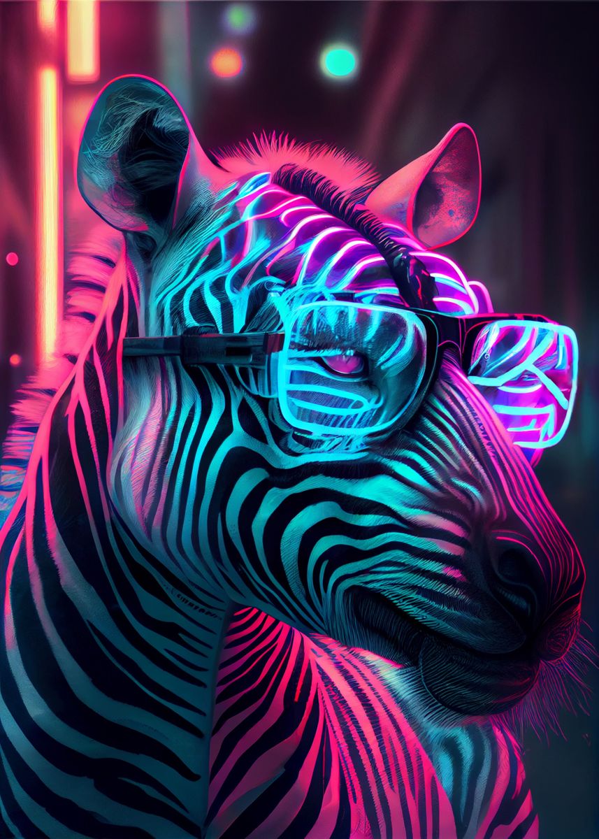 'Cyberpunk Zebra' Poster, picture, metal print, paint by Holzkovic ...