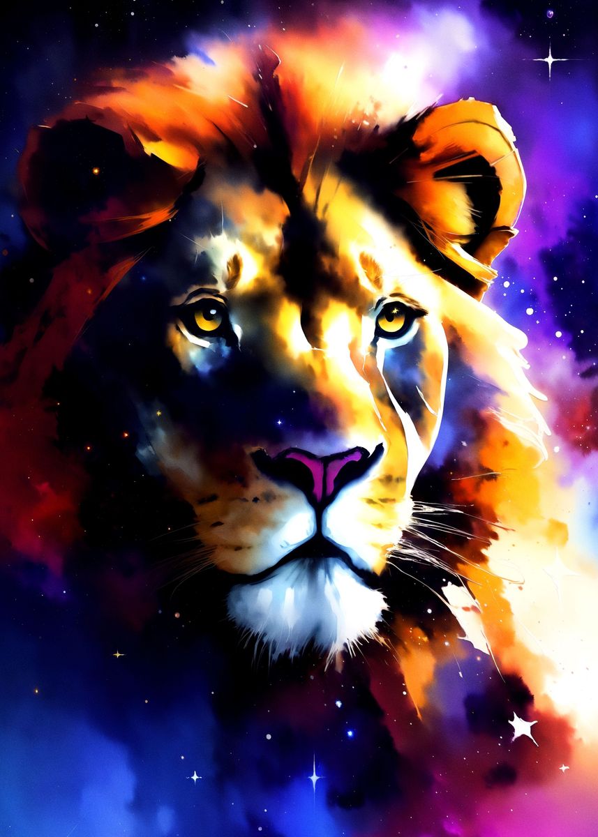 'Cosmic Lion' Poster, picture, metal print, paint by Garyck Arntzen ...