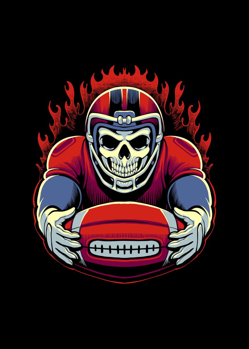 'The skull head play rugby' Poster, picture, metal print, paint by Cao ...