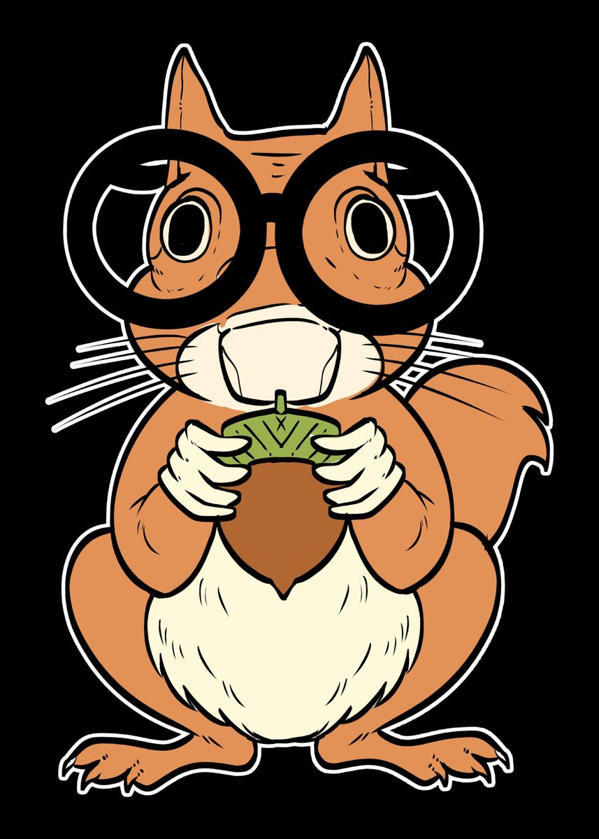 'Nerdy Squirrel Nerd Gift' Poster, picture, metal print, paint by ...