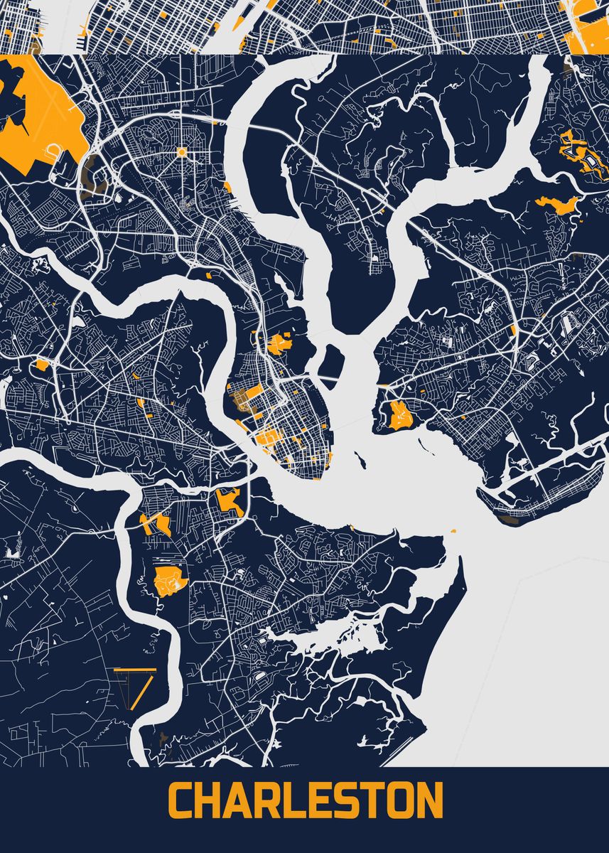 'Charleston City Map' Poster, picture, metal print, paint by Nae | Displate