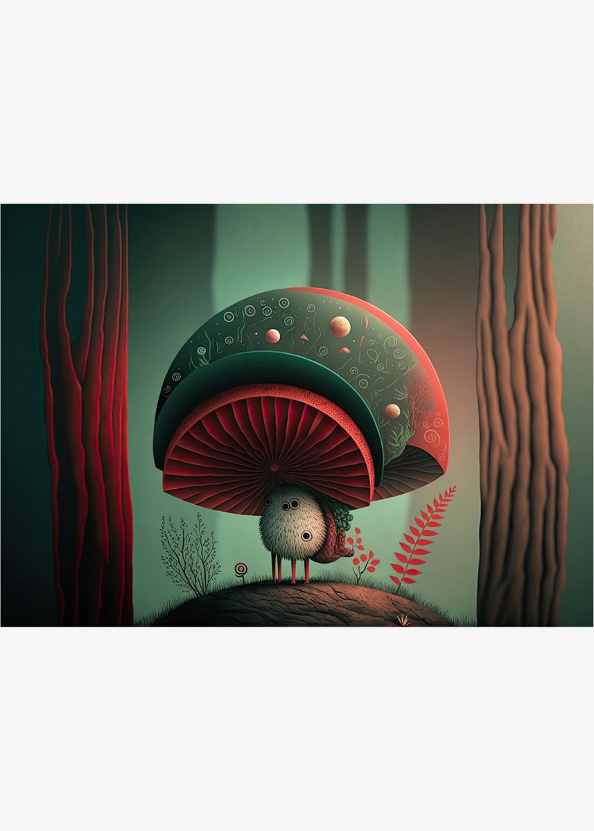 'Abstract Mushroom' Poster, picture, metal print, paint by ...