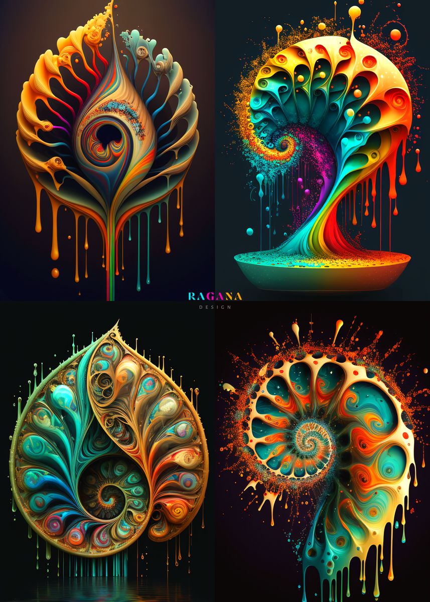 'Colourful Fibonacci ' Poster, picture, metal print, paint by RAGANA ...