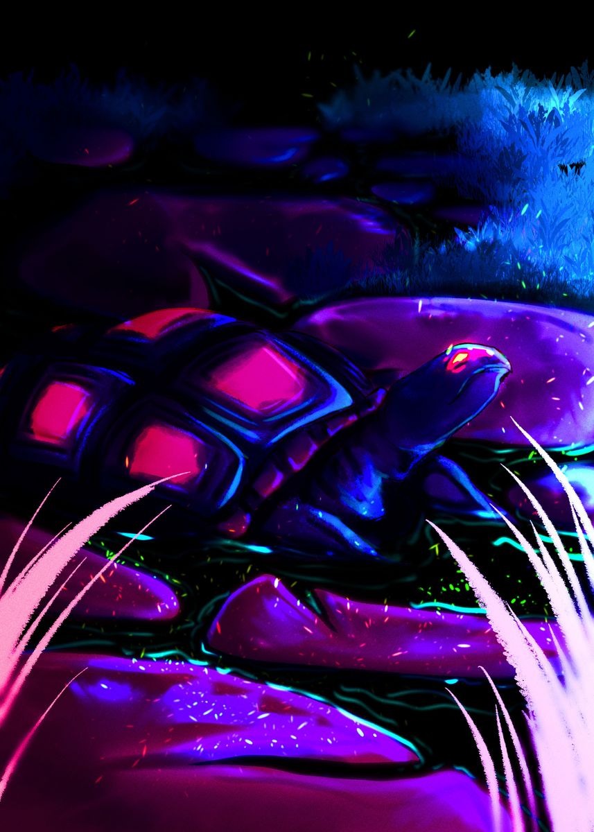 'Retro Turtle' Poster, picture, metal print, paint by VPST | Displate