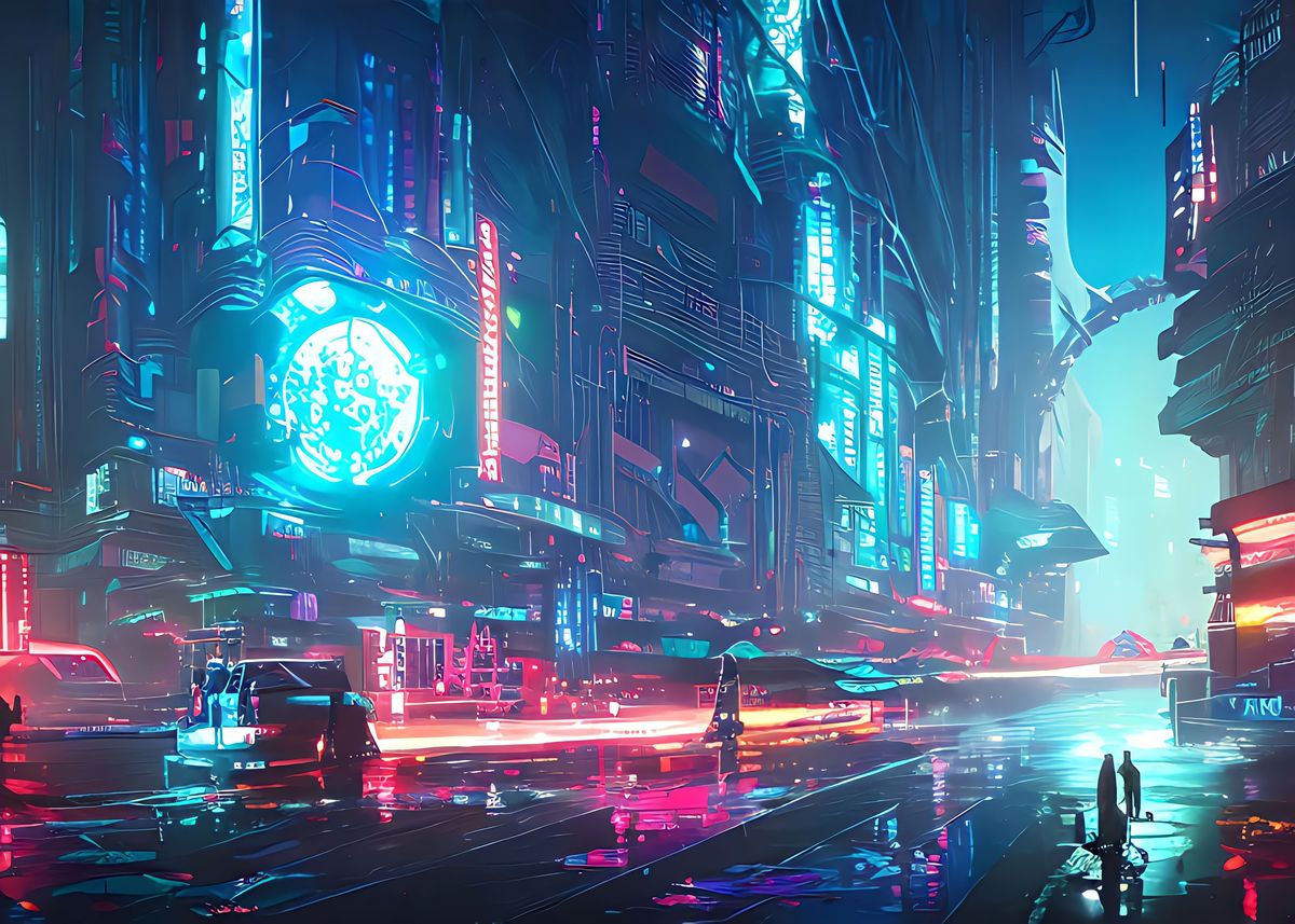 'Future Cyberpunk City' Poster by Alex Bayu | Displate
