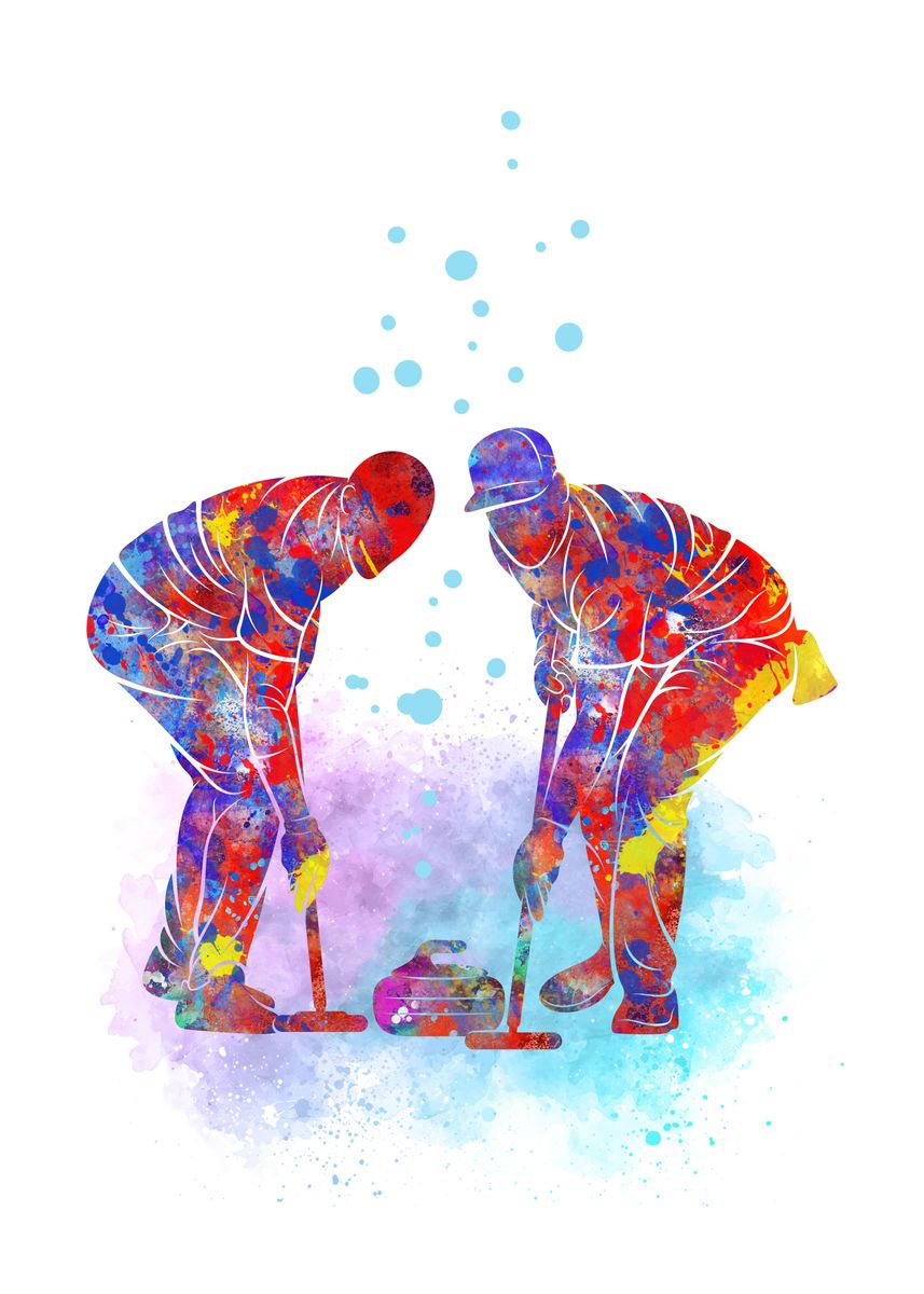 'Curling ' Poster, picture, metal print, paint by RosaliasArt | Displate
