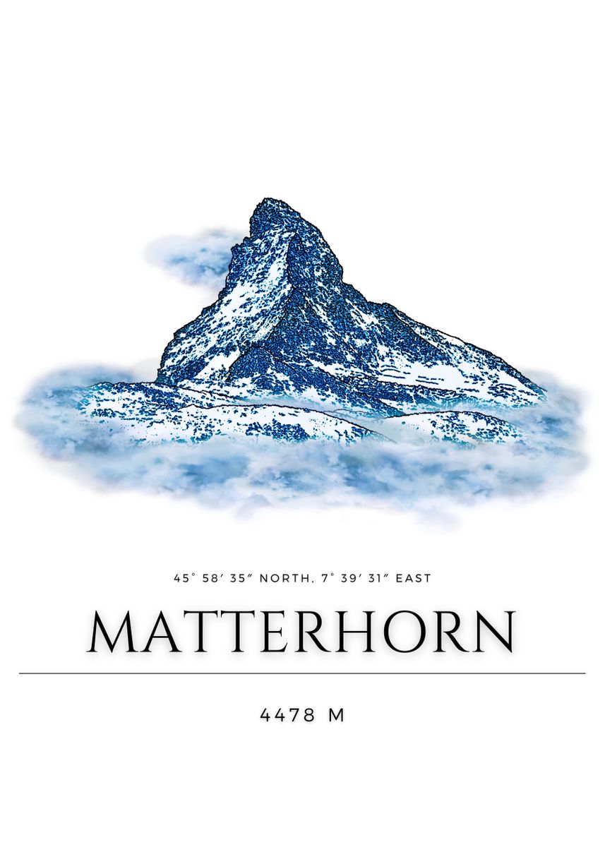 'Mont Cervin' Poster, picture, metal print, paint by Alex | Displate