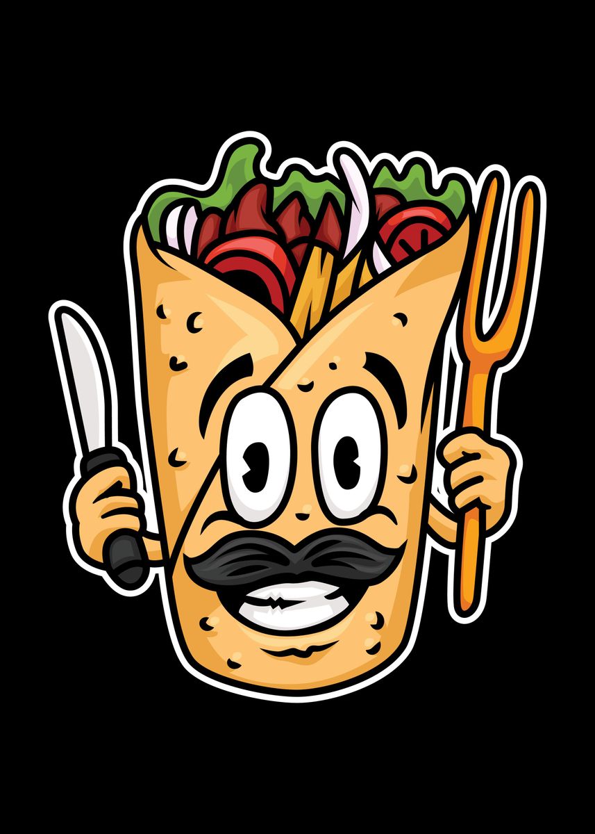 'Food Character Kebab' Poster, picture, metal print, paint by hendra ...