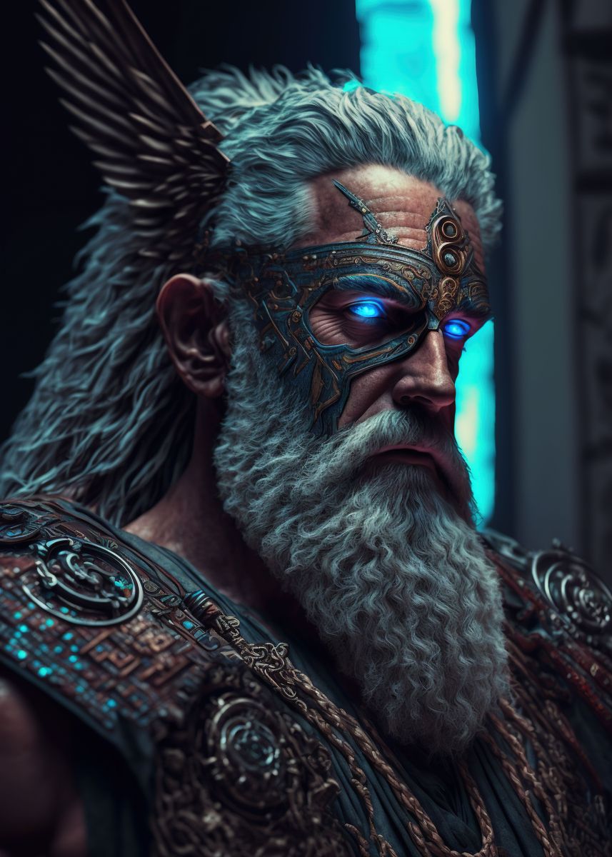 'Cyberpunk Odin' Poster, picture, metal print, paint by Sunrise Game ...