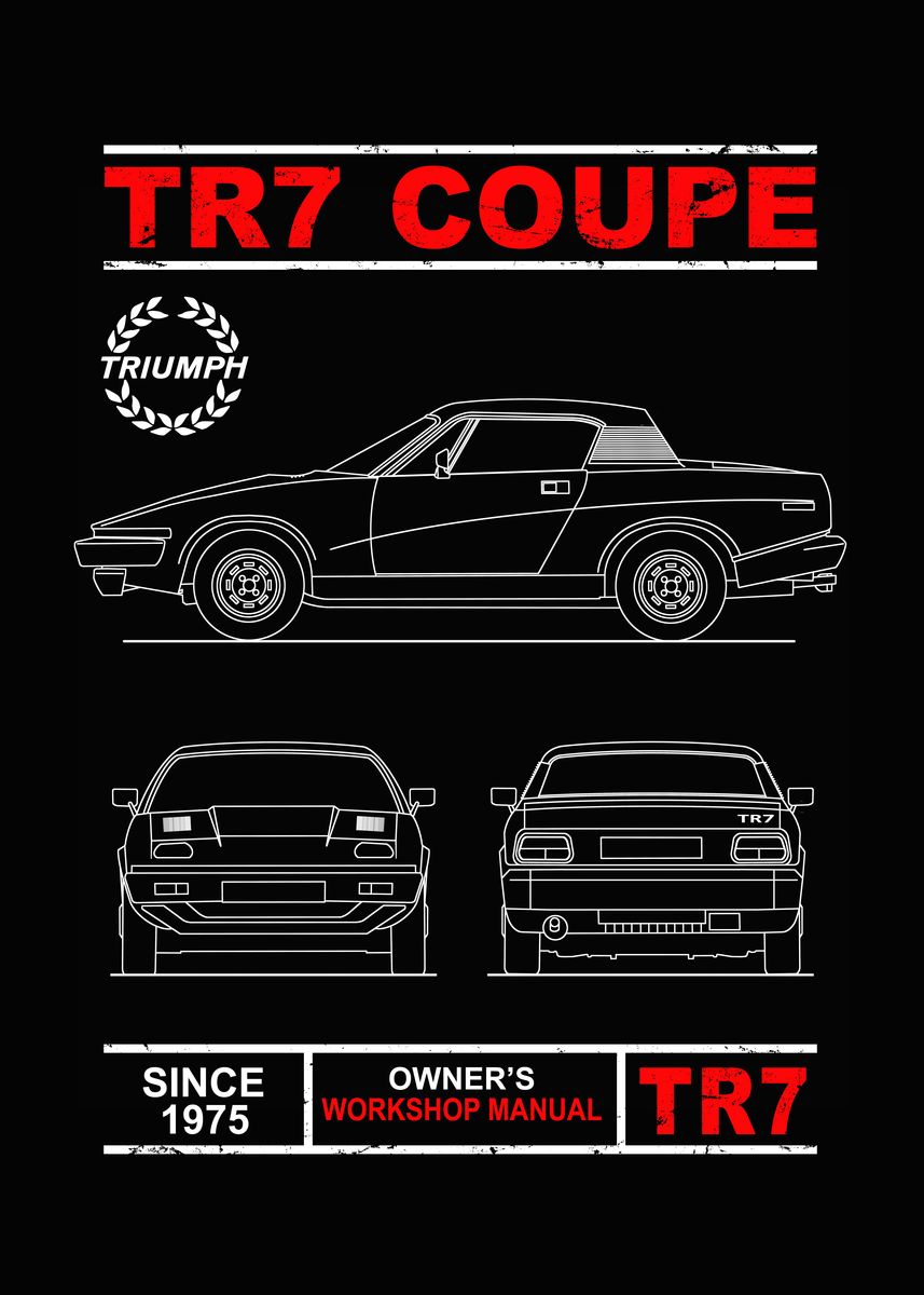 'Blueprint of the TR7' Poster, picture, metal print, paint by ...
