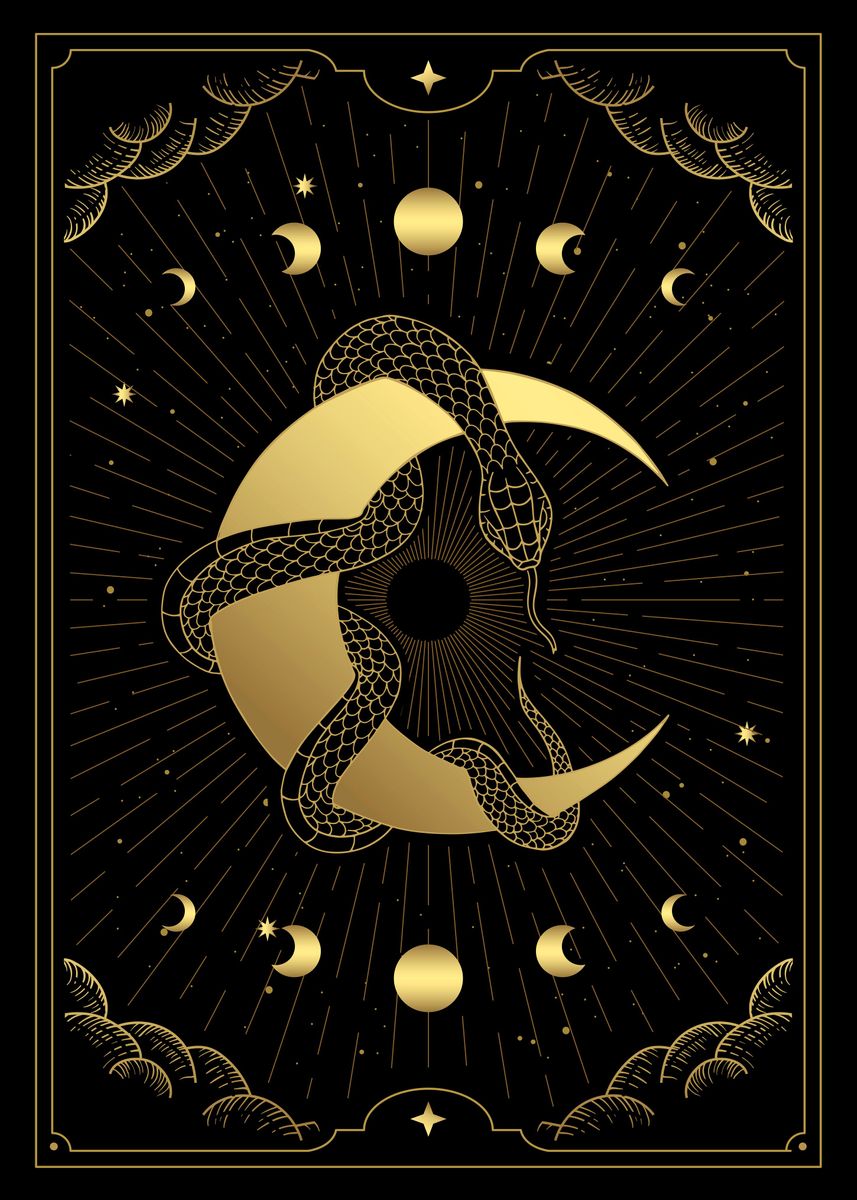 'Tarot snake wrapped' Poster, picture, metal print, paint by Michael ...