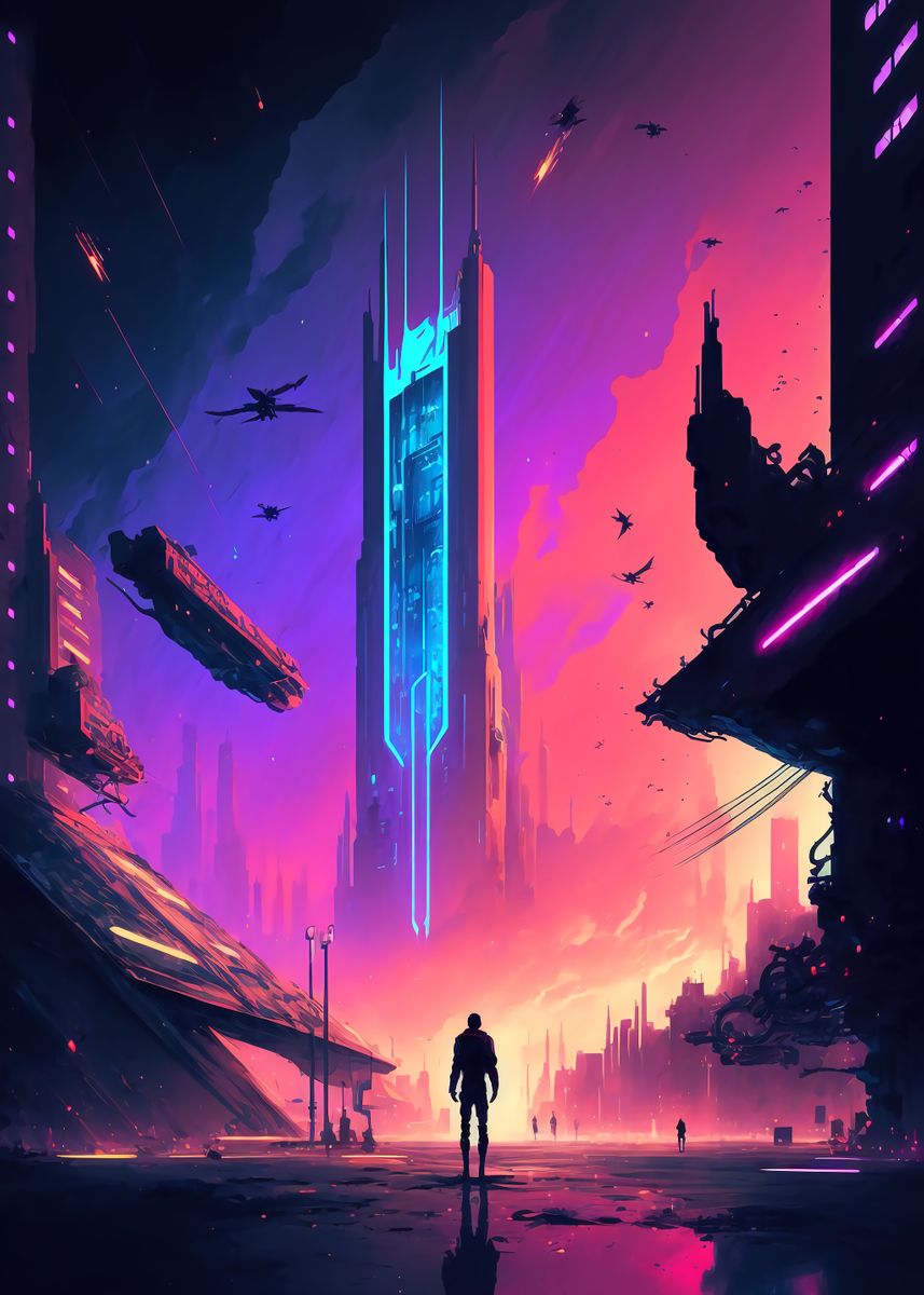'Cyberpunk city' Poster, picture, metal print, paint by WITS creative ...
