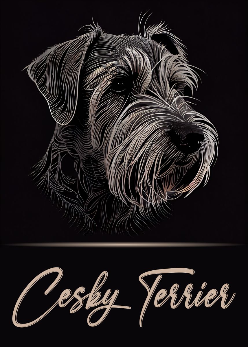 'Elegant Cesky Terrier' Poster, picture, metal print, paint by Artistic Paradigms | Displate