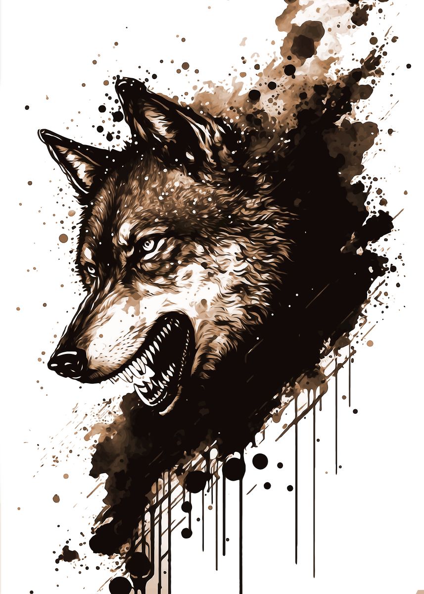 'angry wolf sketch' Poster by Mounier Wanjak | Displate
