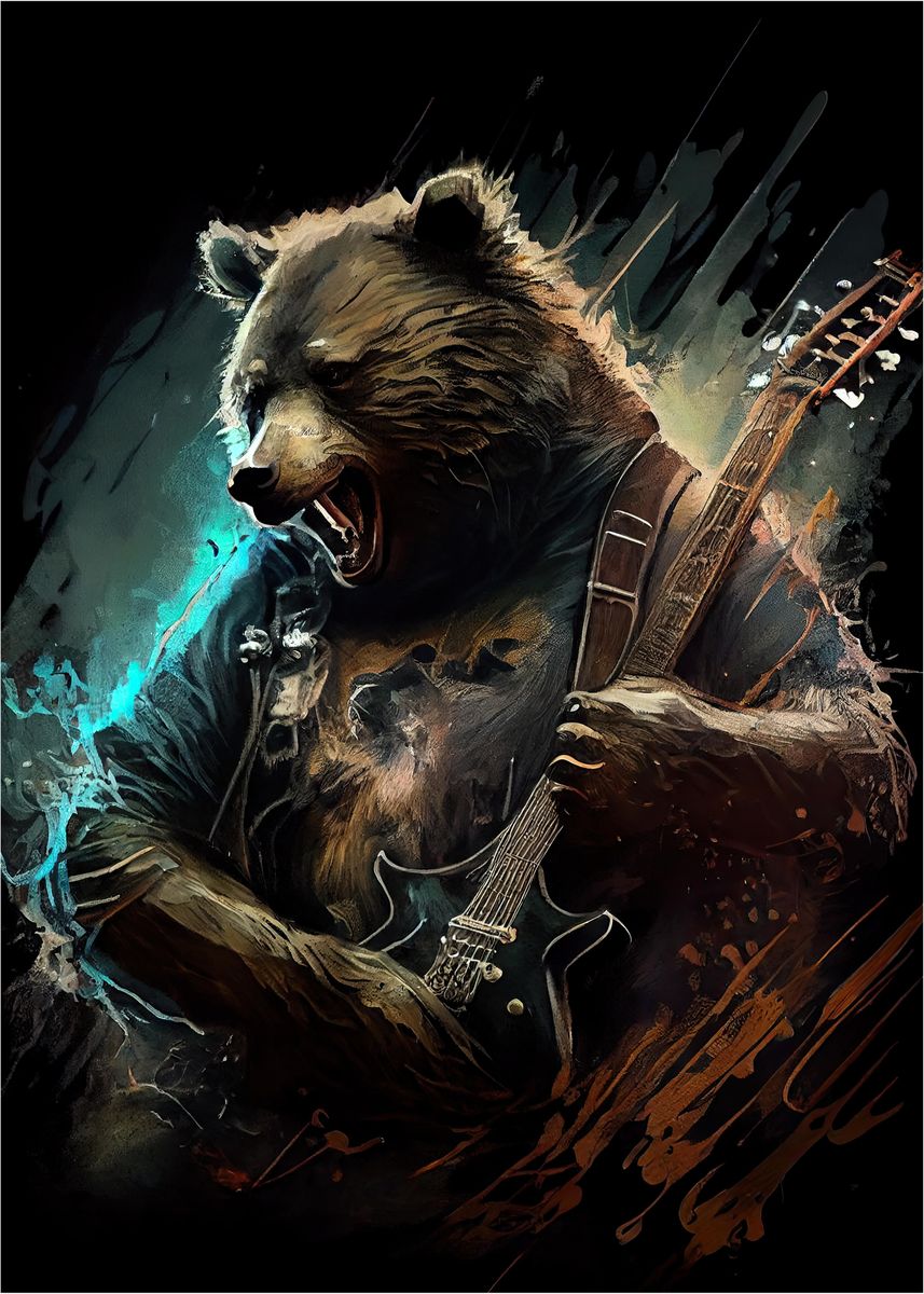 'Bear Rock Metal' Poster, picture, metal print, paint by ...