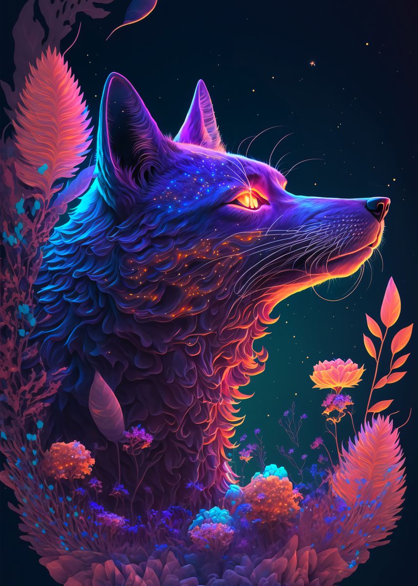 'Cosmic Wolft' Poster, picture, metal print, paint by Mr Relative ...