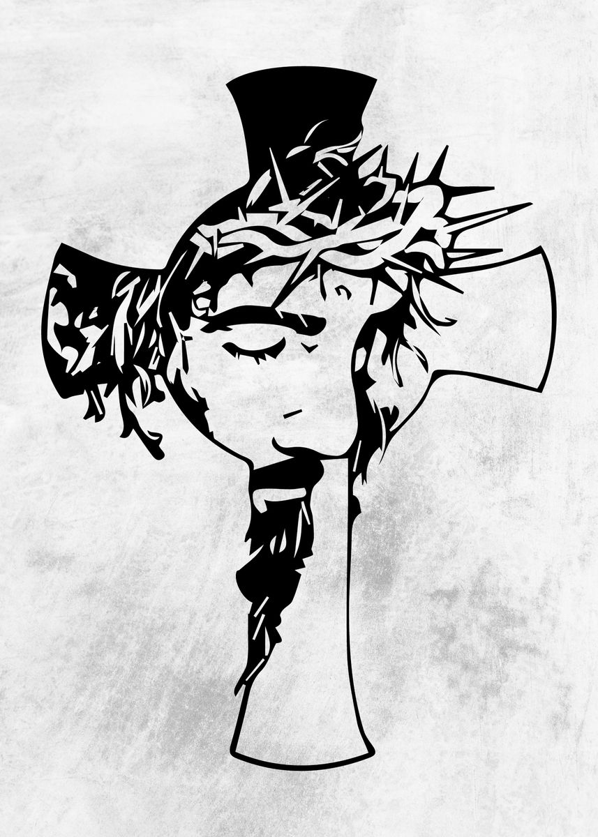 'Jesus Christian Cross' Poster, picture, metal print, paint by crbn ...