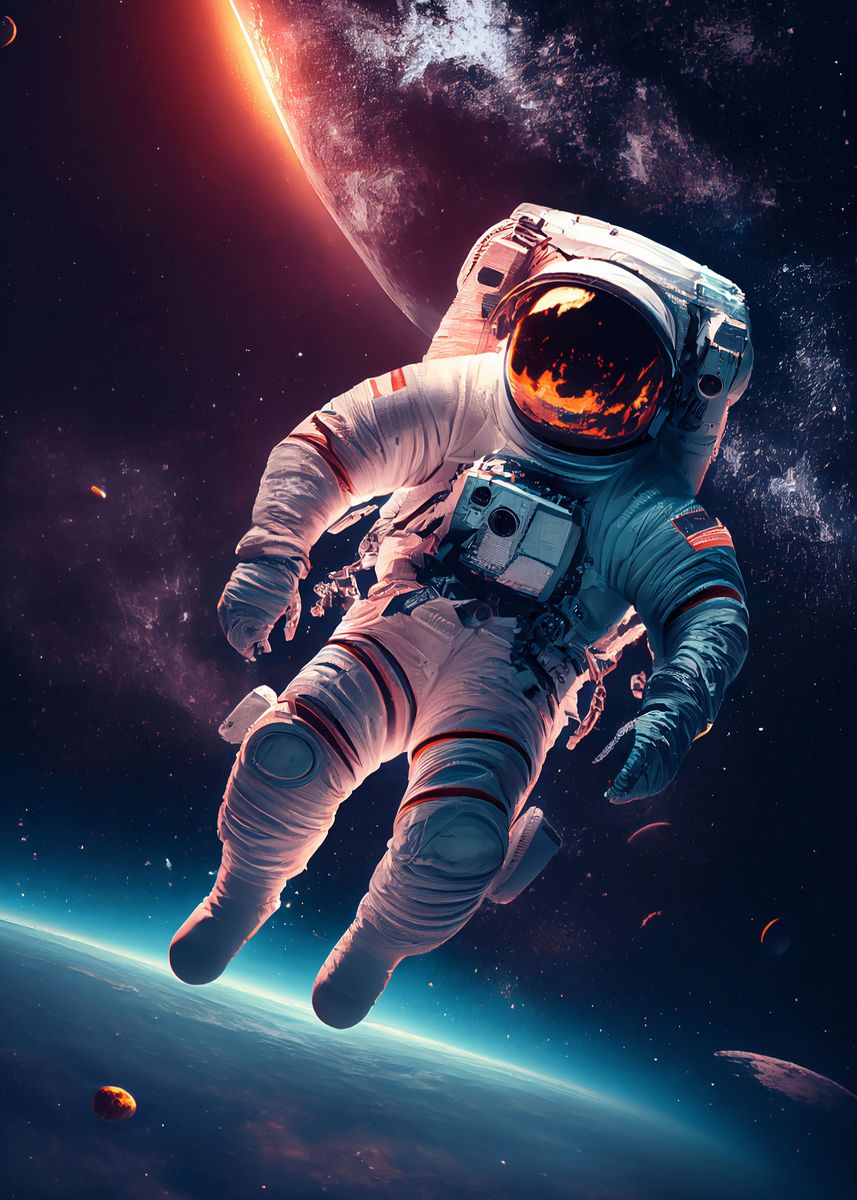 'Astronaut floating Space' Poster by Future Art | Displate