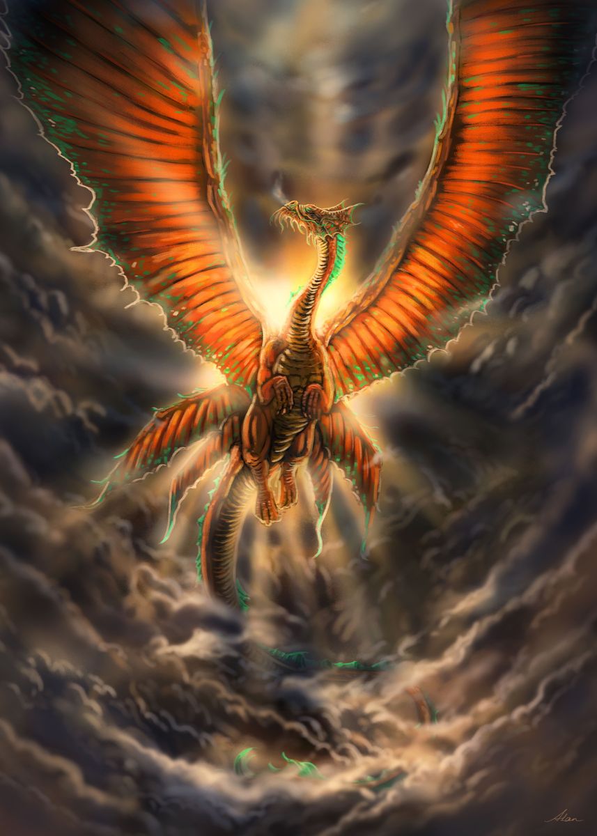 'Dragon of Light' Poster, picture, metal print, paint by alandodrawing ...