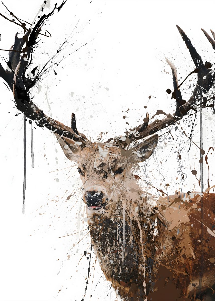 'Stag' Poster, picture, metal print, paint by Izu | Displate