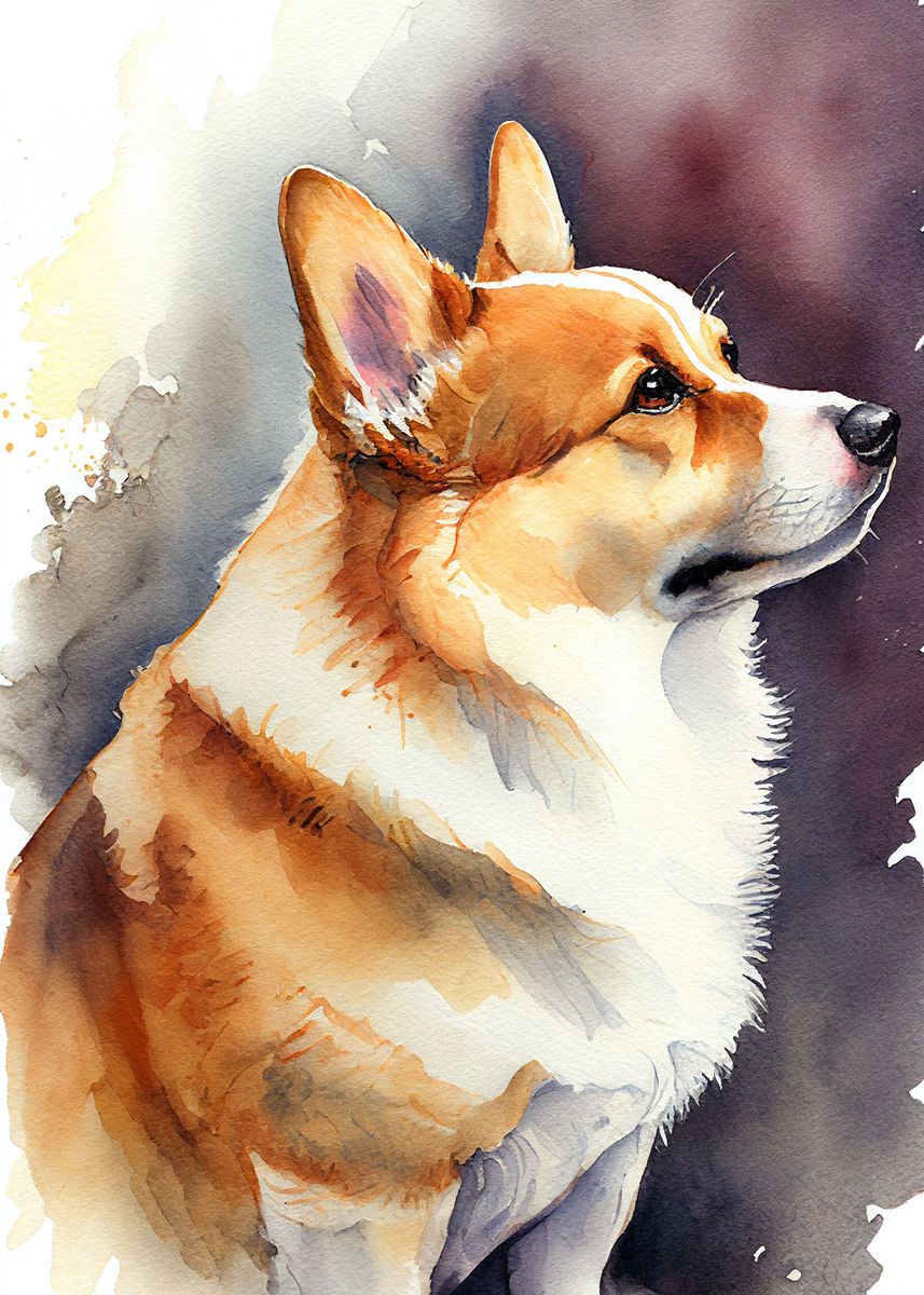 'Corgi Watercolor Dog' Poster, picture, metal print, paint by ...