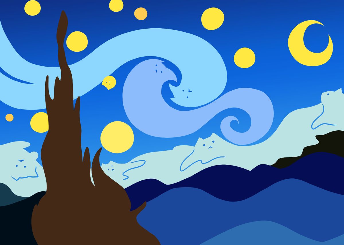 'The starry cat' Poster by MCAshe Art | Displate