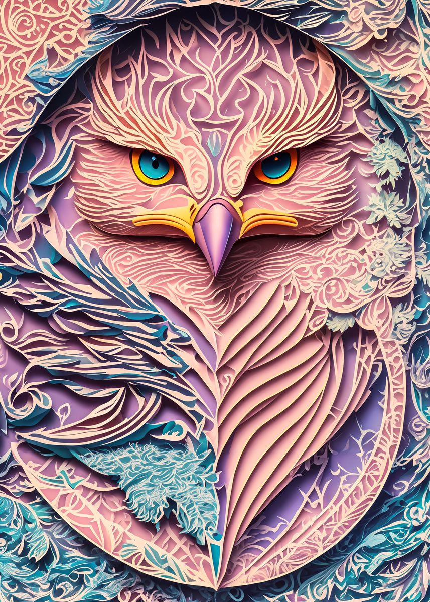 'Paper Cut Eagle' Poster, picture, metal print, paint by Mikael Seidler ...