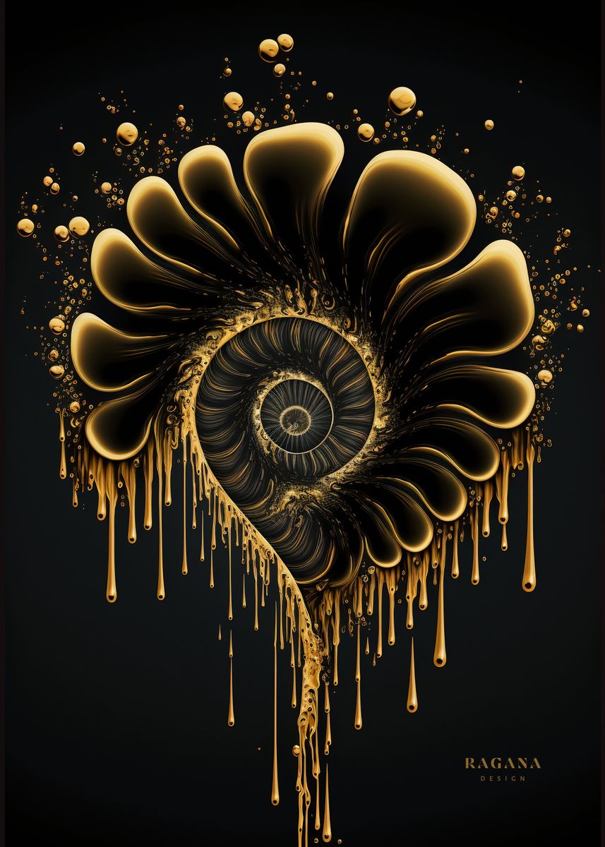 'Golden Spiral Drop' Poster by RAGANA Design | Displate