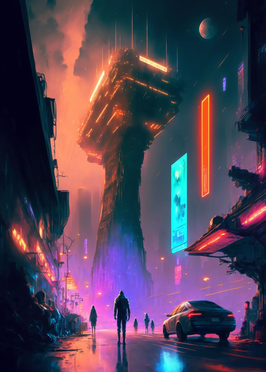 'Cyber City' Poster, picture, metal print, paint by WITS creative ...