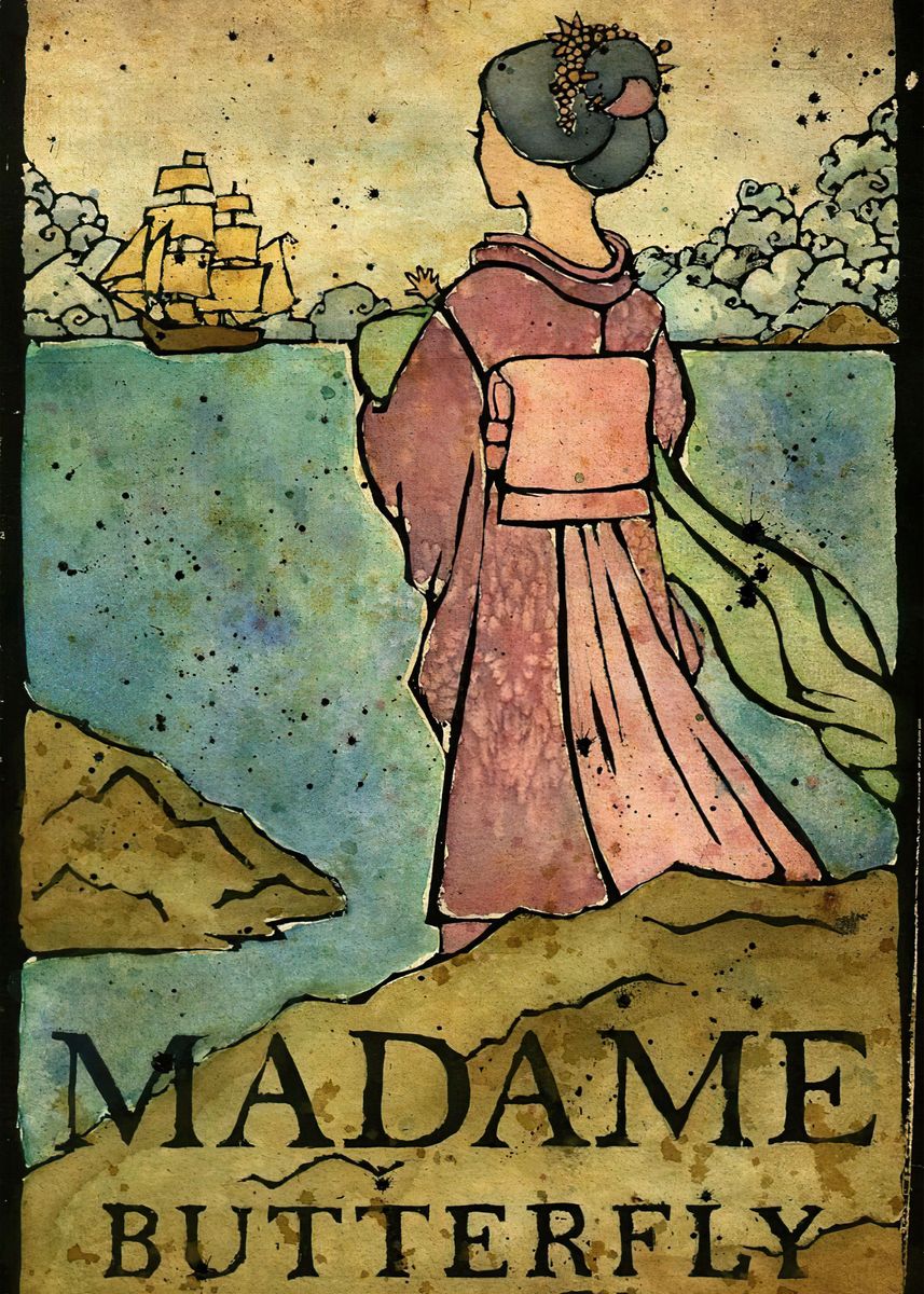 'Madame Butterfly Poster' Poster, picture, metal print, paint by Grimes Brown | Displate