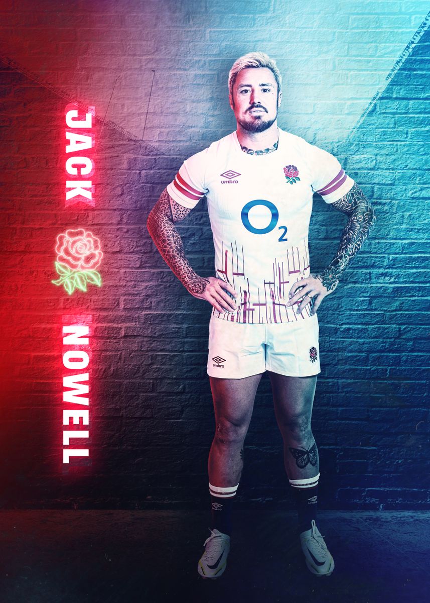 'Jack Nowell neon' Poster, picture, metal print, paint by England Rugby ...