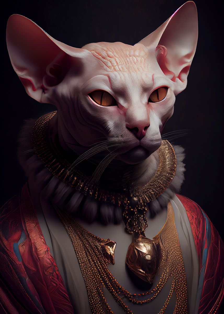 'Sphynx King Cat Breed' Poster, picture, metal print, paint by Swan Dee ...