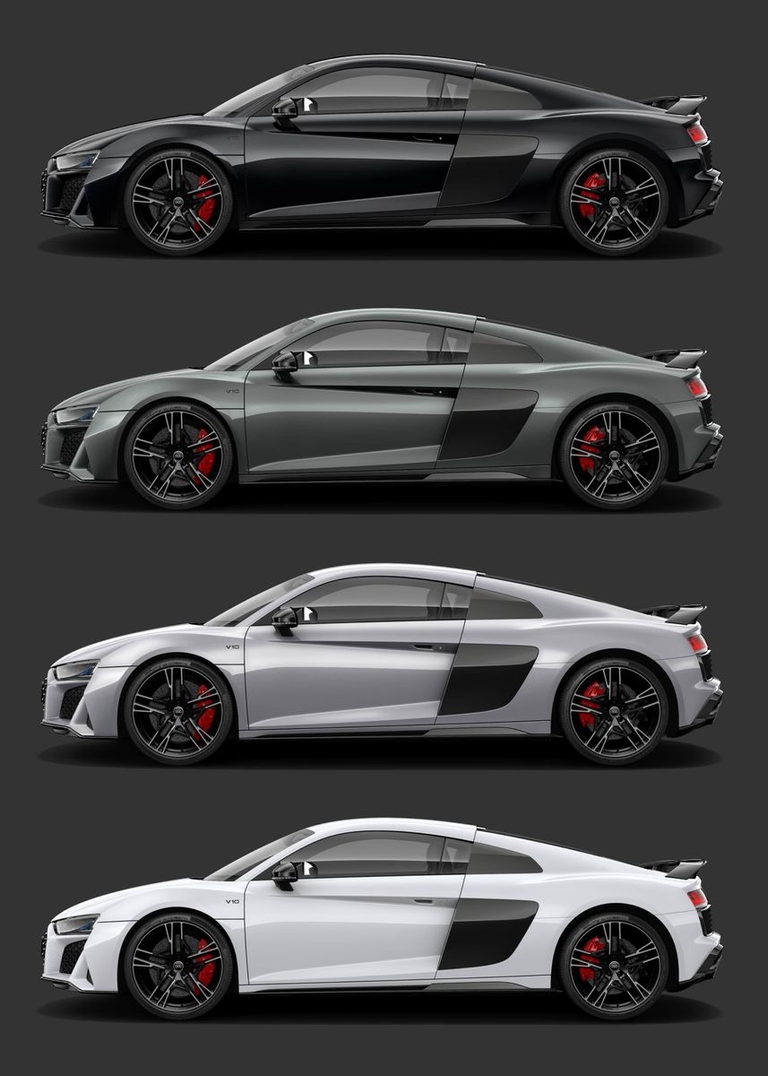 'Audi R8 V10 dark grey' Poster, picture, metal print, paint by Arizona ...