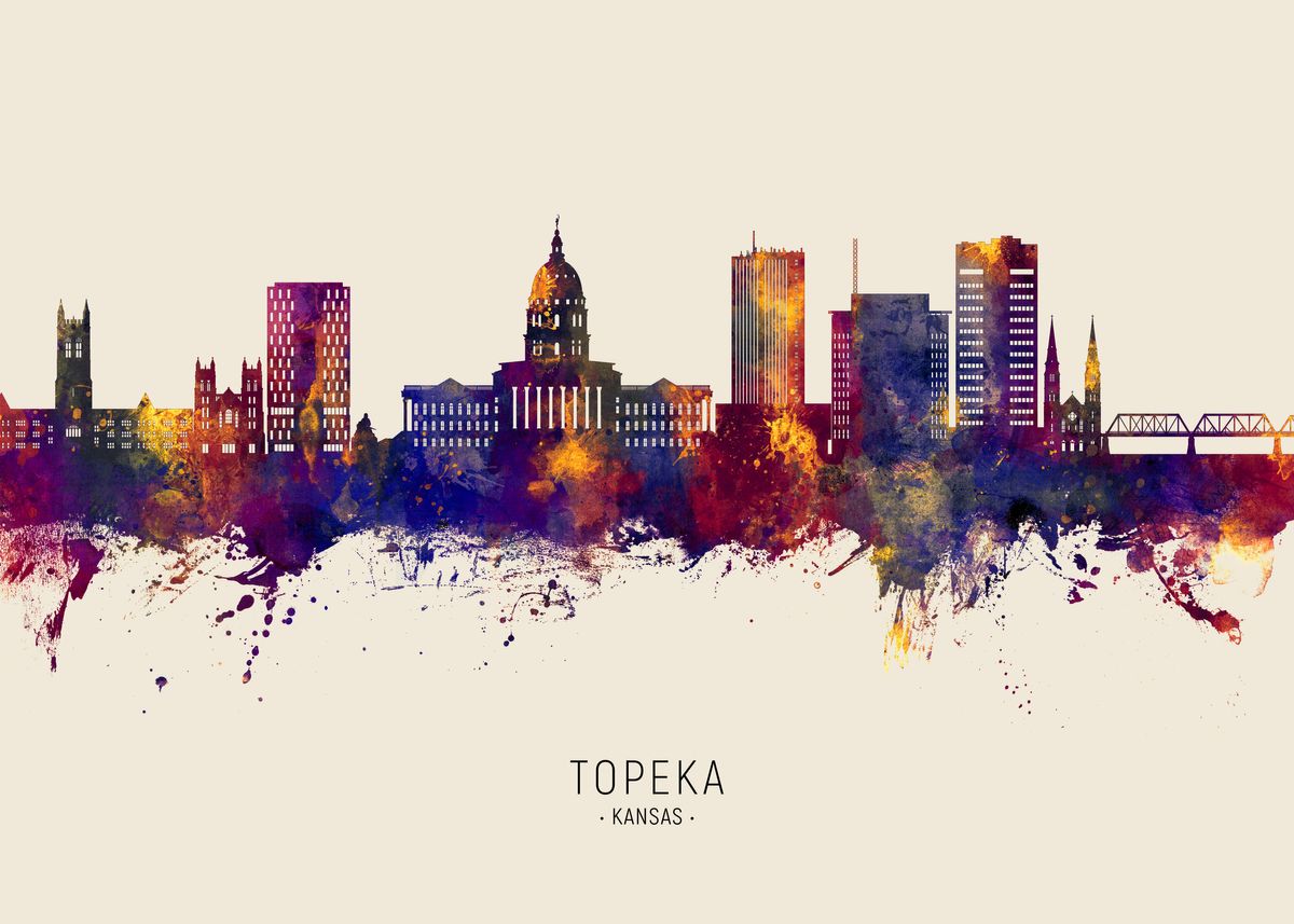 'Topeka Skyline Kansas' Poster by Michael Tompsett | Displate