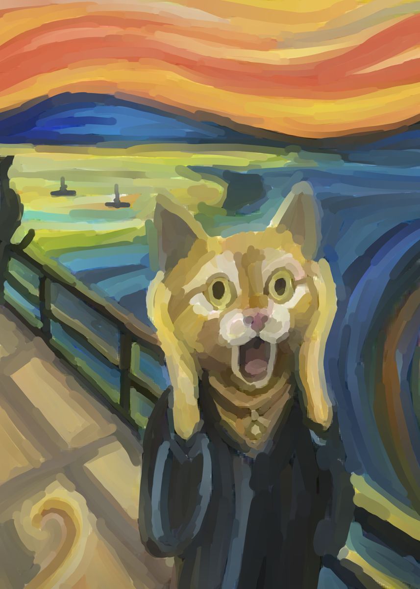 'cat epic painting' Poster, picture, metal print, paint by eunoia ...