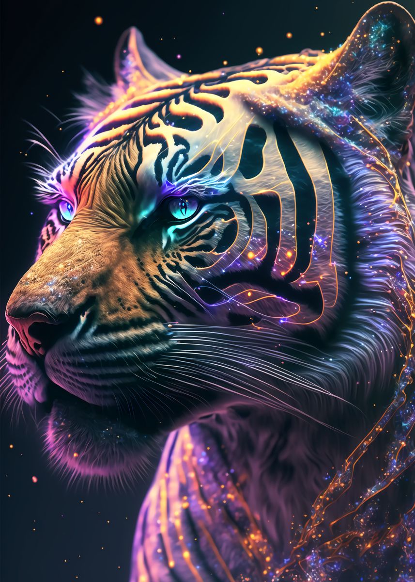 'Cosmic Tiger' Poster, picture, metal print, paint by Mr Relative ...