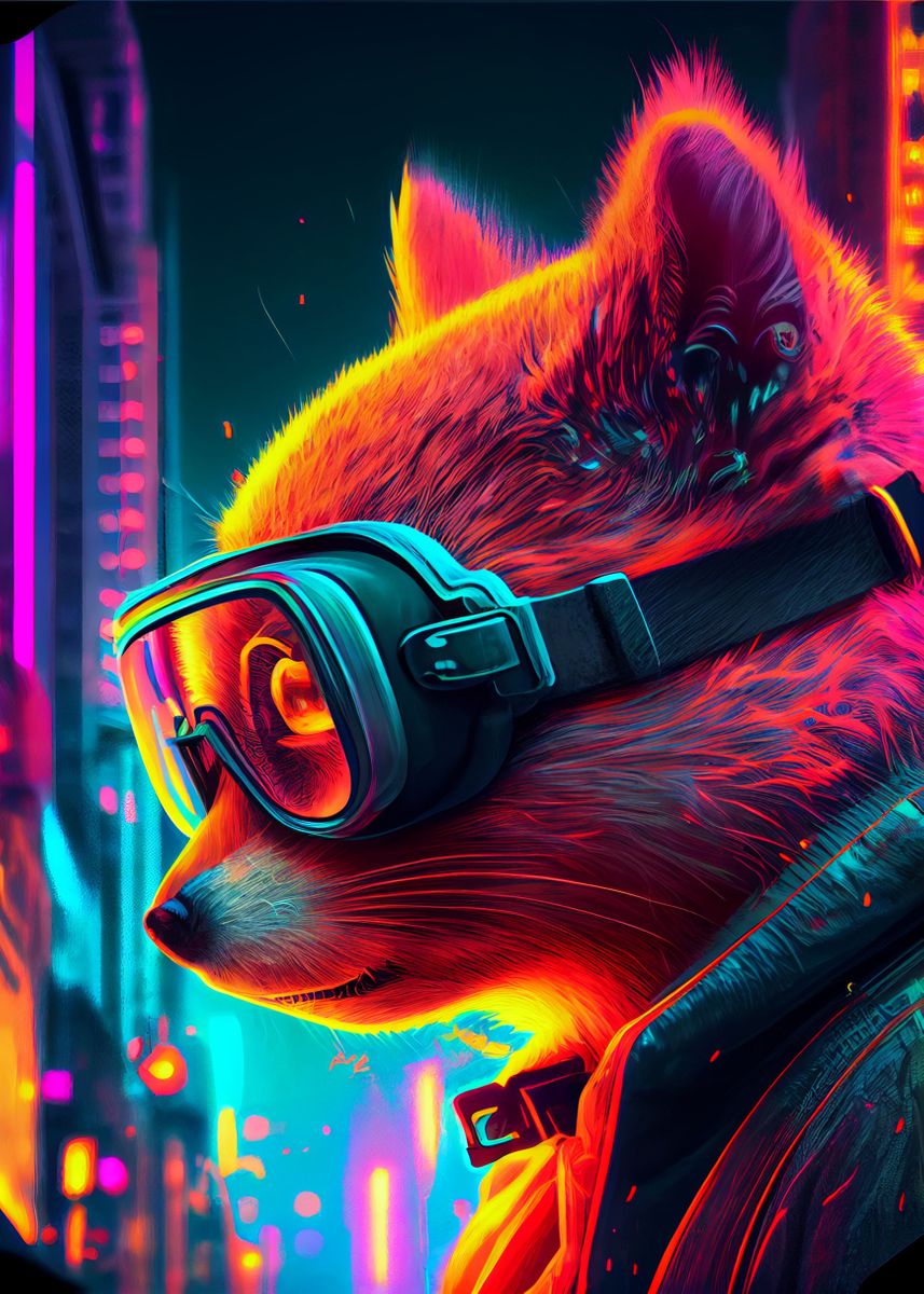 'Cyberpunk Squirrel' Poster, picture, metal print, paint by Holzkovic ...