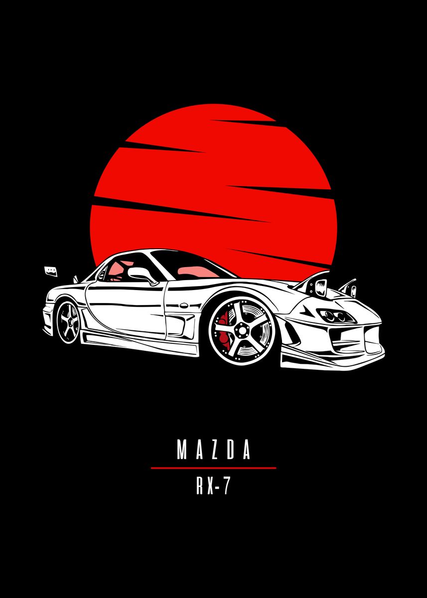 'Mazda RX7' Poster, picture, metal print, paint by Faissal Thomas ...