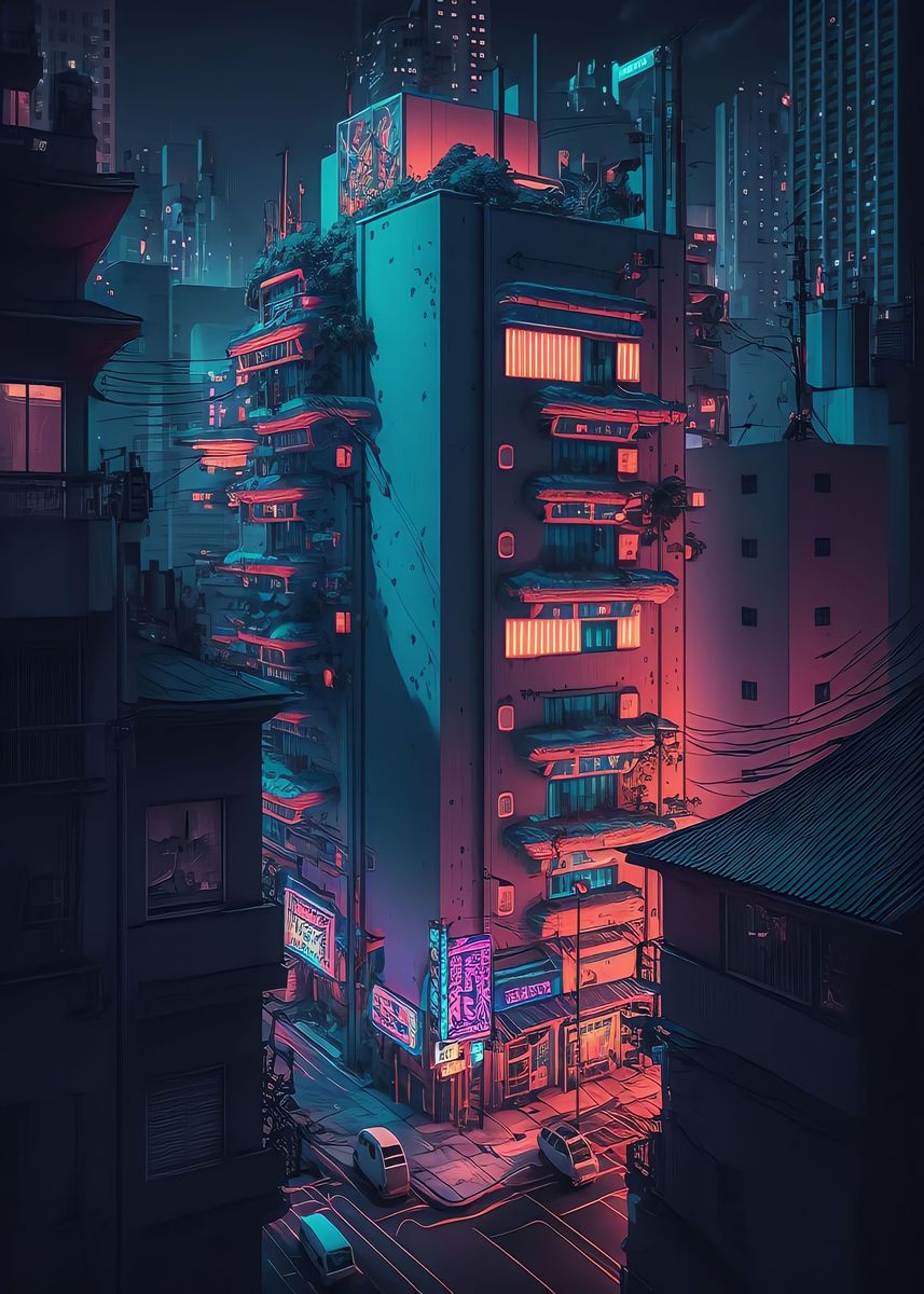 'Cyberpunk City Aesthetic' Poster, picture, metal print, paint by Alex ...