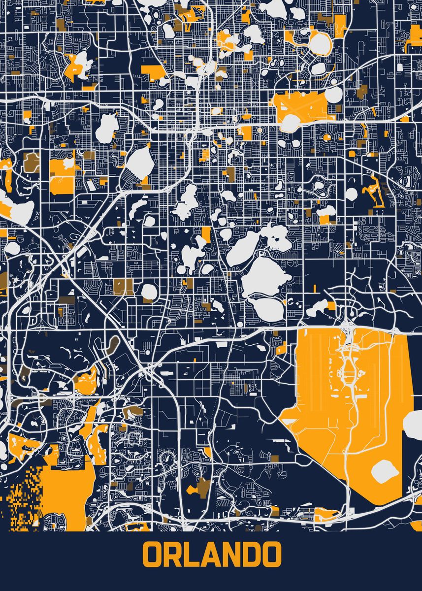 'Orlando City Map' Poster, picture, metal print, paint by Nae | Displate