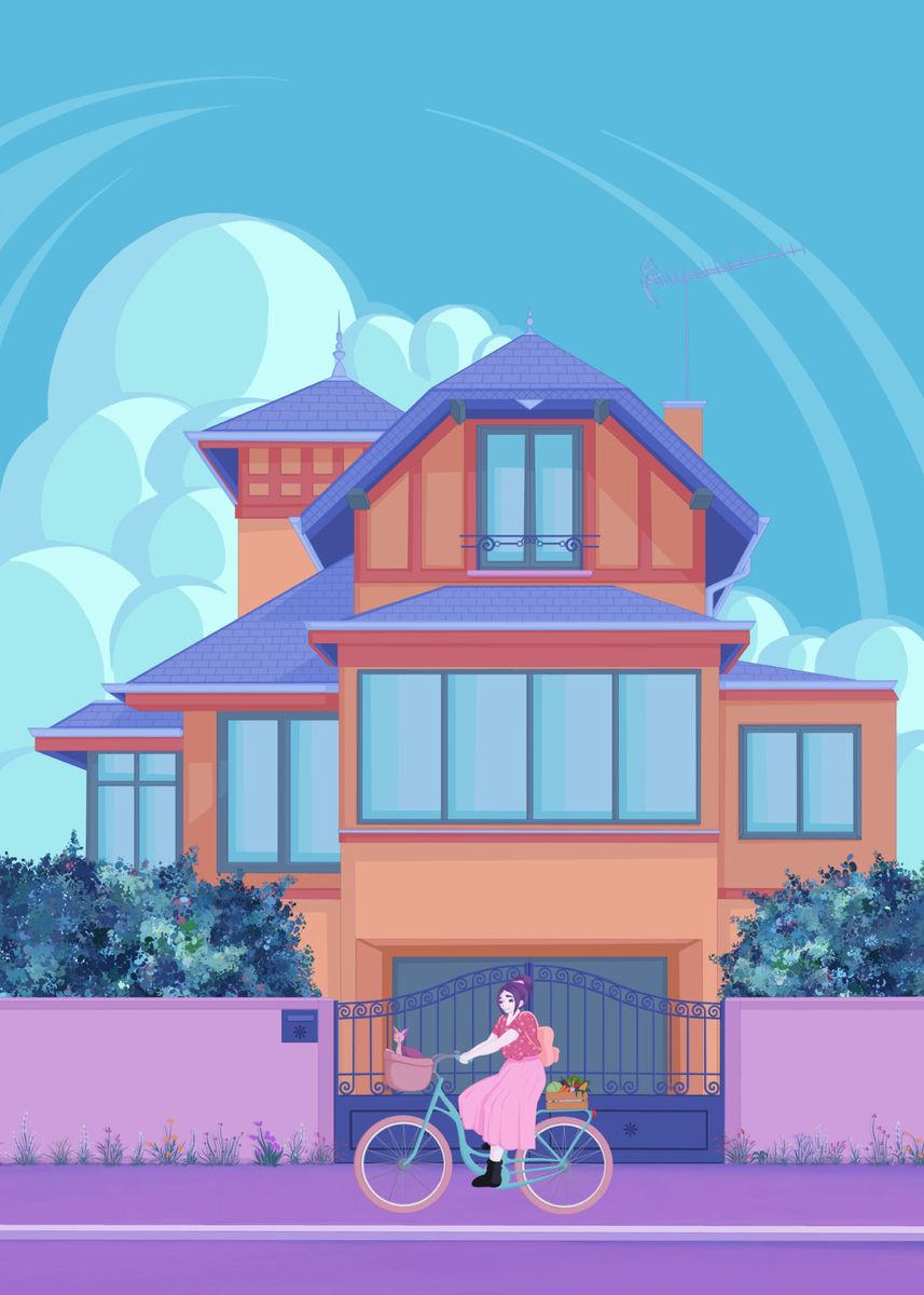 'House 013' Poster, picture, metal print, paint by Amelia BAZIERE ...