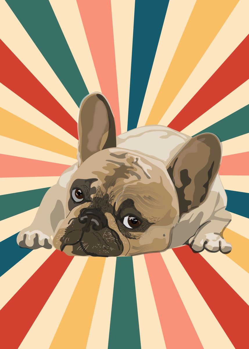 'Cute Pug Dog 80s 90s Retro' Poster, picture, metal print, paint by Art ...