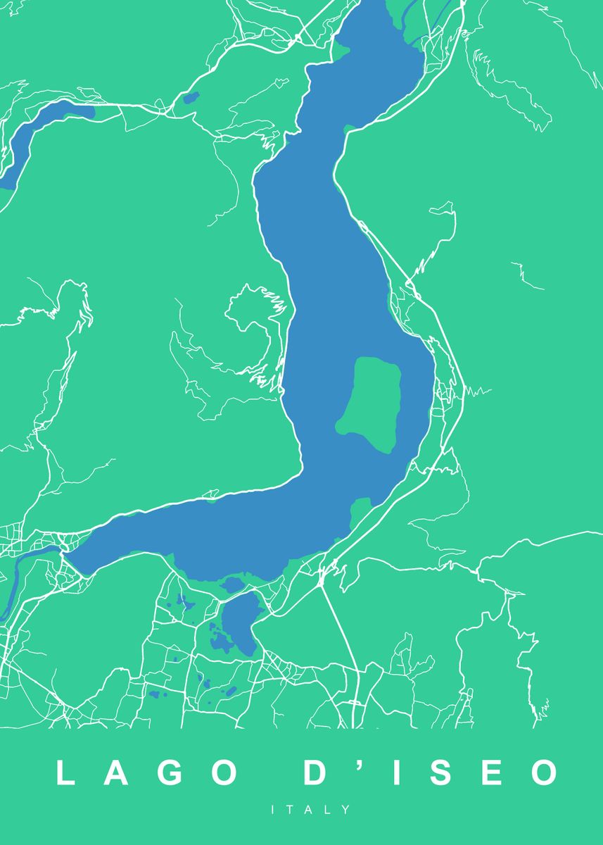 'LAGO D ISEO ITALY' Poster, picture, metal print, paint by UrbanMaps ...