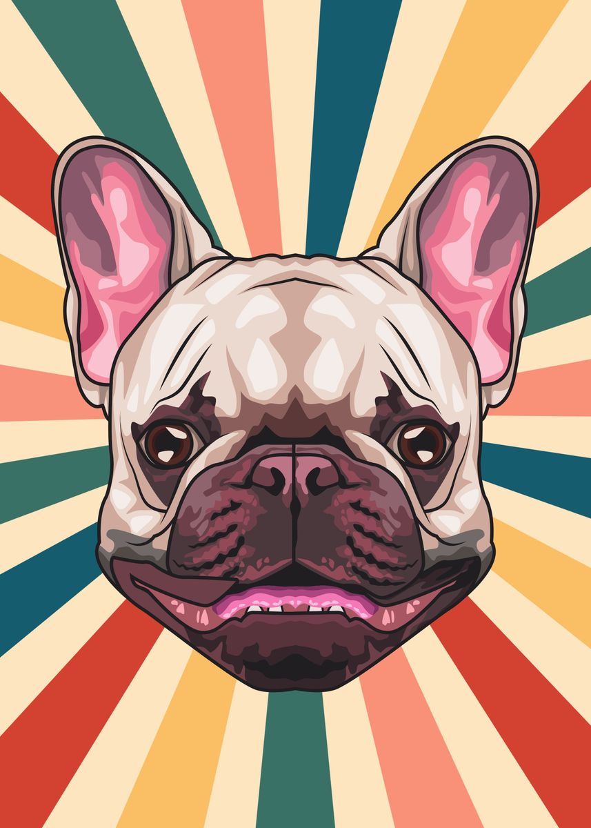 'Cute Pug Dog 80s 90s Retro' Poster, picture, metal print, paint by Art ...