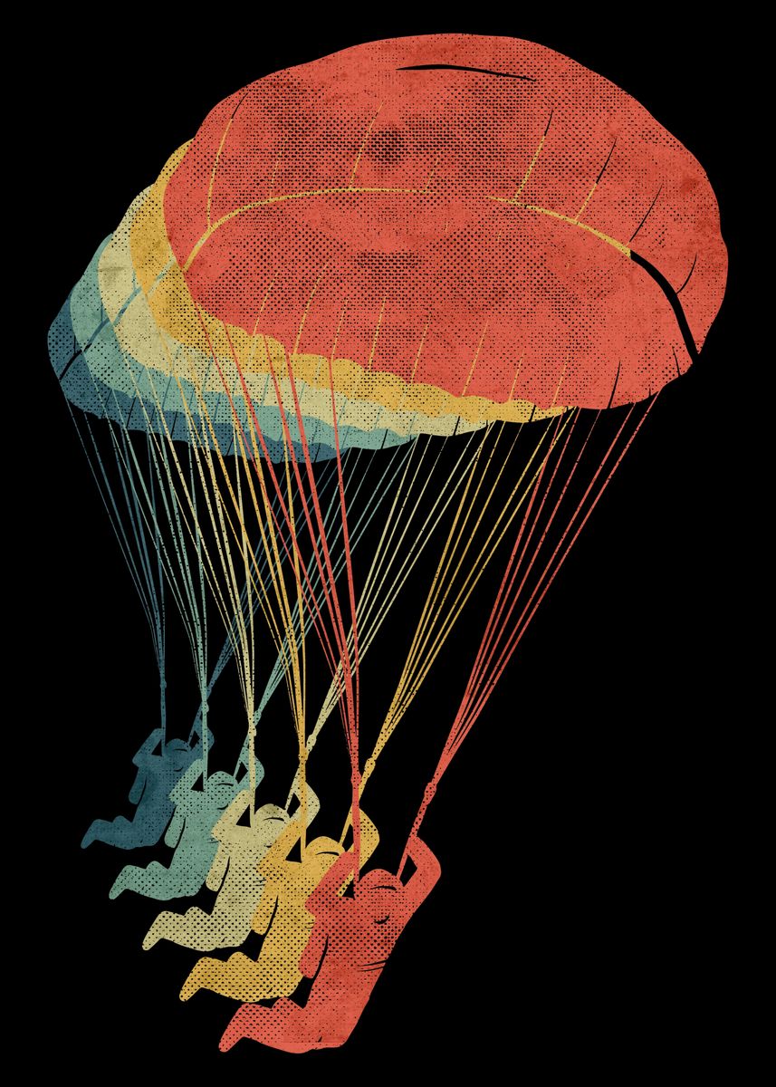 'Parachute Retro Vintage' Poster, picture, metal print, paint by El ...