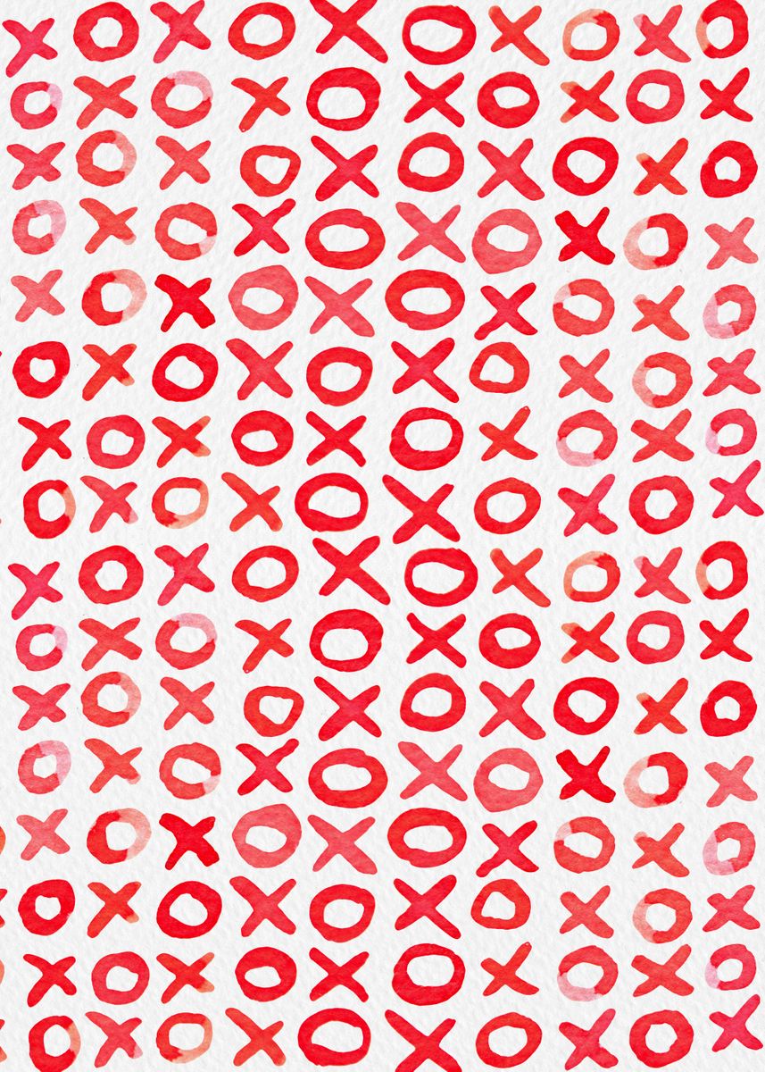 'Xo xo pattern red' Poster, picture, metal print, paint by Angela Minca | Displate
